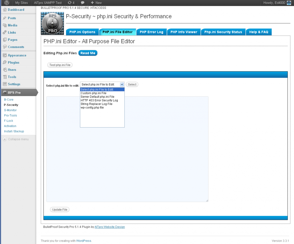 BulletProof Security Pro Screenshots – BPS Pro Screenshots