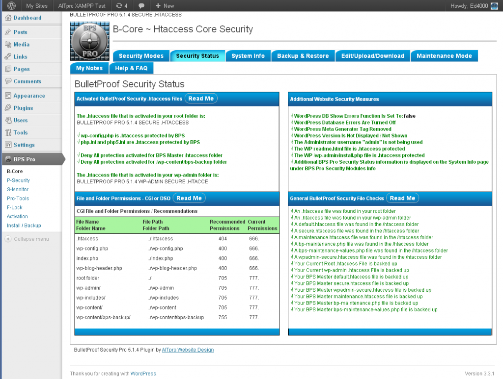 BulletProof Security Pro Screenshots – BPS Pro Screenshots